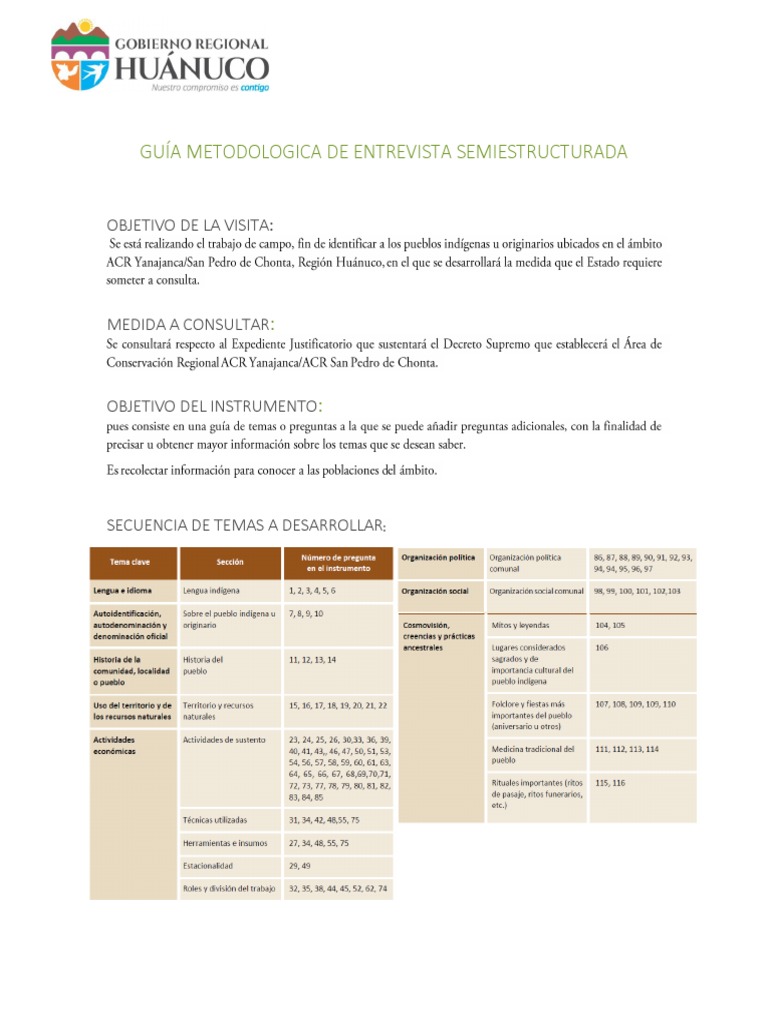 Guía Metodologica de Entrevista Semiestructurada | PDF | Crecimiento personal y profesional ...