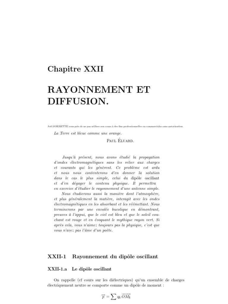 Rayonnement et diffusion des ondes électromagnétiques | PDF | Soleil ...