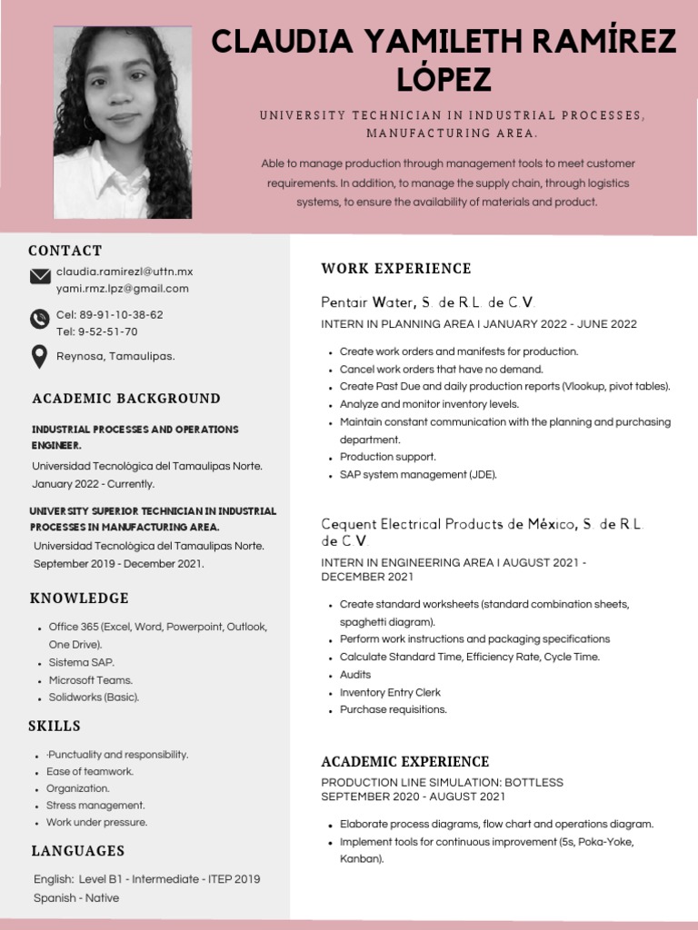 Ramírez López Claudia Yamileth - CV. | PDF | Business