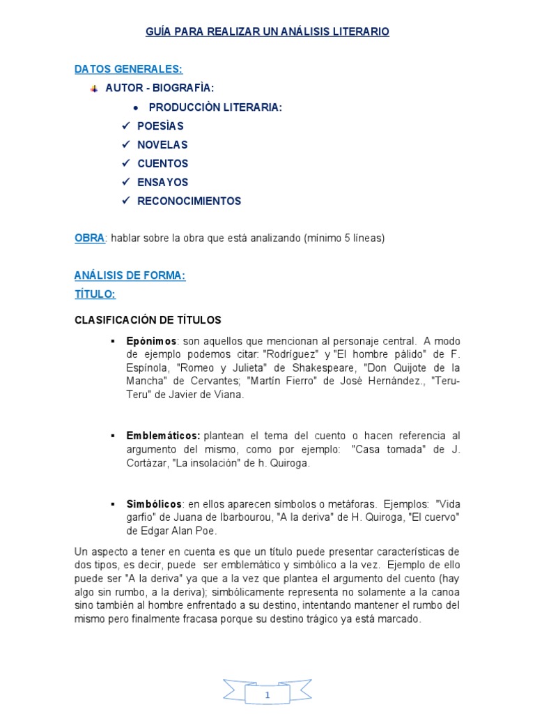 Guía para Análisis Literario | PDF | Prosa | Novelas