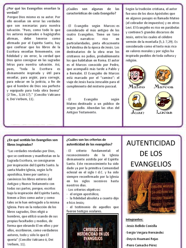 Triptico Religion | PDF | Evangelios | Jesús