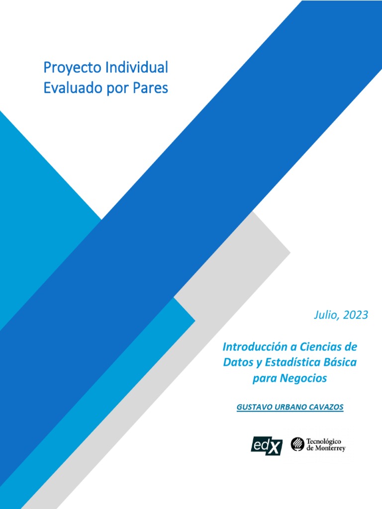 Proyecto Individual Evaluado Por Pares Introducción A Matemáticas para Finanzas y Negocios | PDF ...