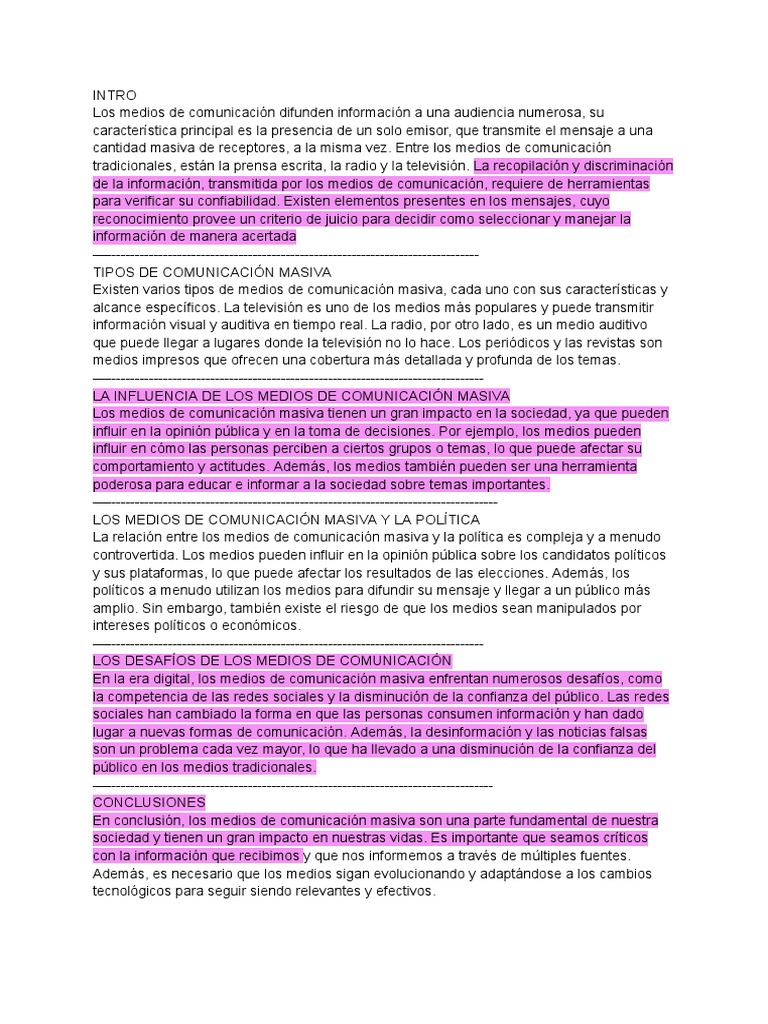 Los Medios De Comunicación Pdf Medios De Comunicación En Masa