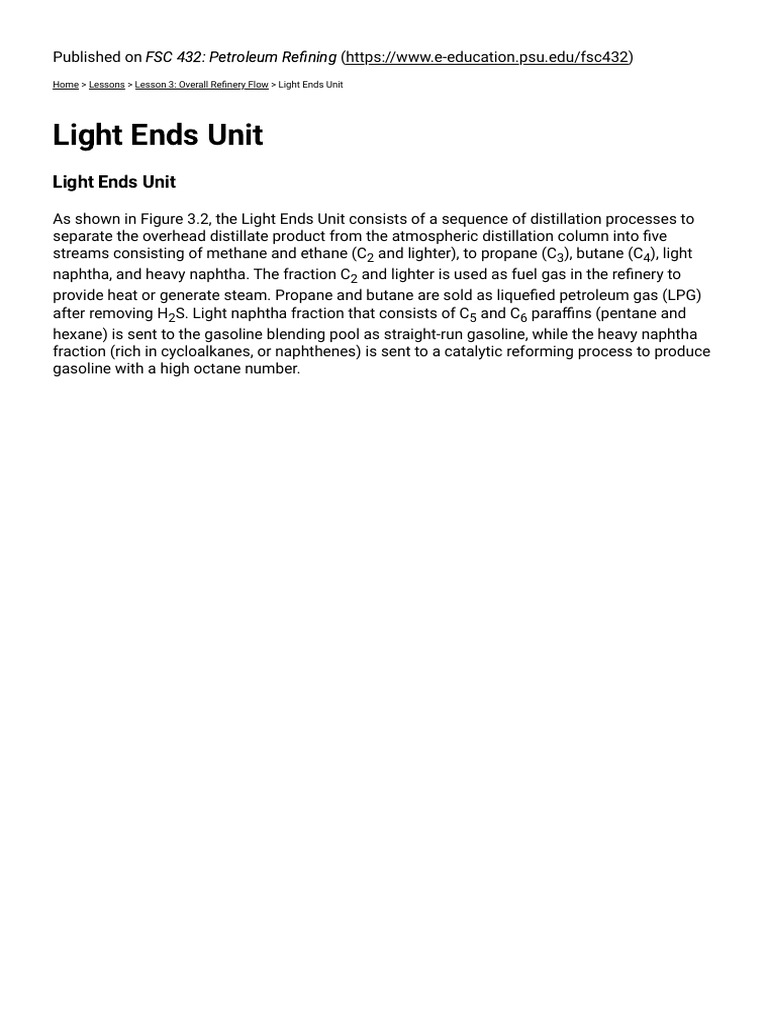 Light Ends Unit | PDF