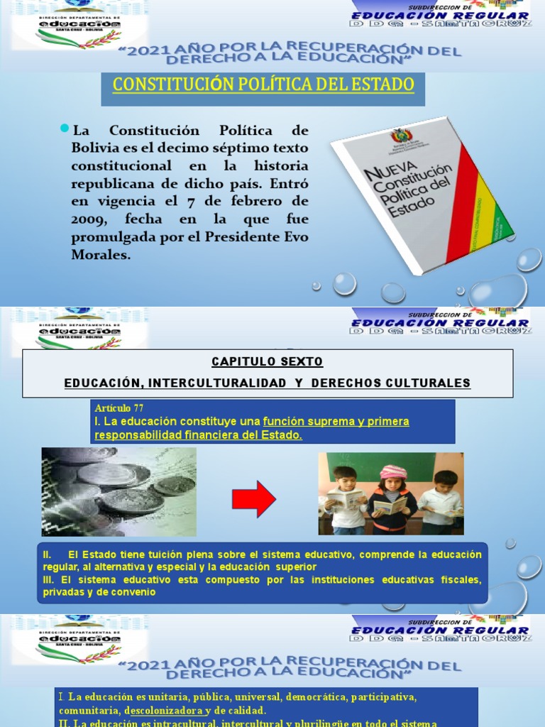 Constitucion Politica Del Estado Pdf Educación De La Primera