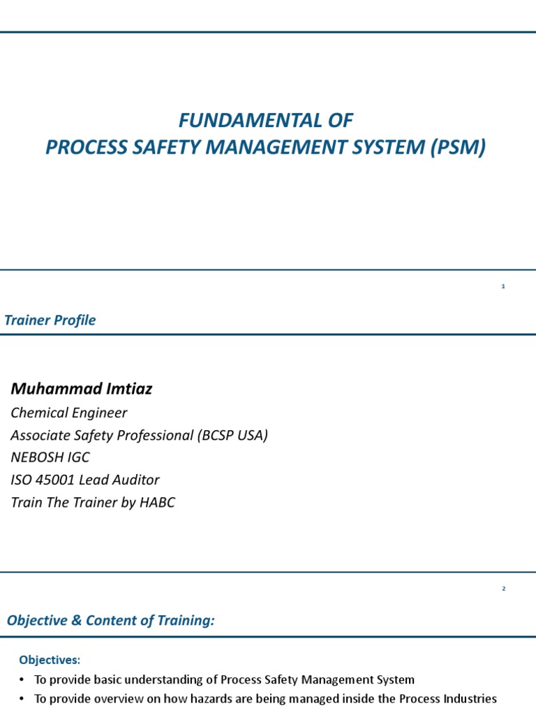 Fundamental of Process Safety Management System (PSM) | PDF | Safety ...