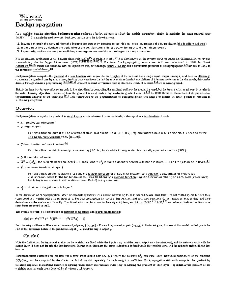 Backpropagation | PDF | Mathematics | Computational Neuroscience