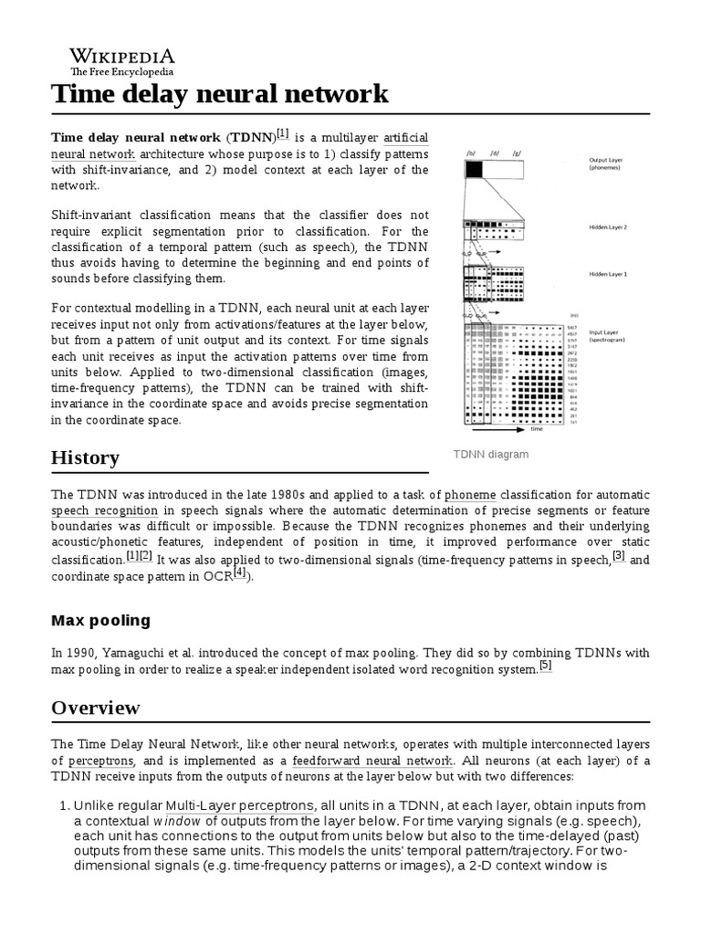 Time Delay Neural Network | PDF | Computational Neuroscience | Statistics