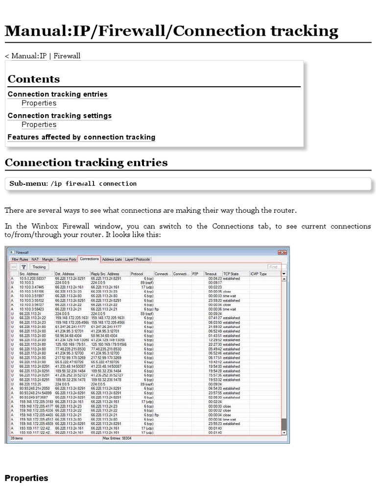 Manual - IP - Firewall - Connection Tracking - MikroTik Wiki | PDF | Port (Computer Networking ...