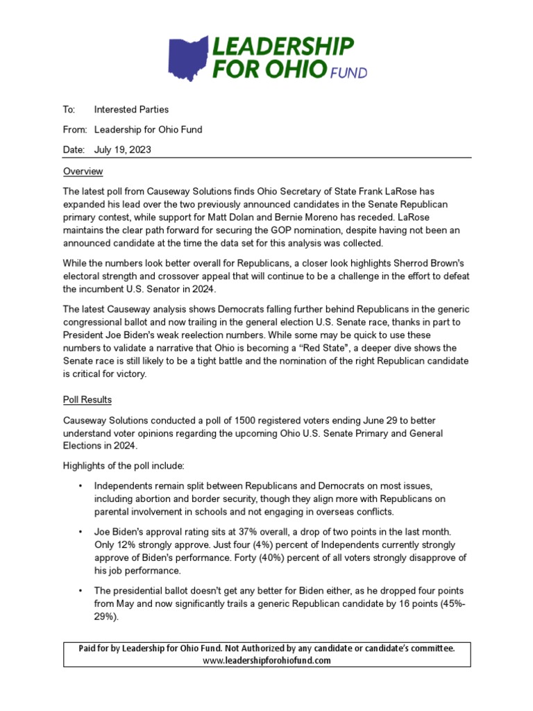LFOF Polling Memo June FINAL | PDF | Republican Party (United States ...
