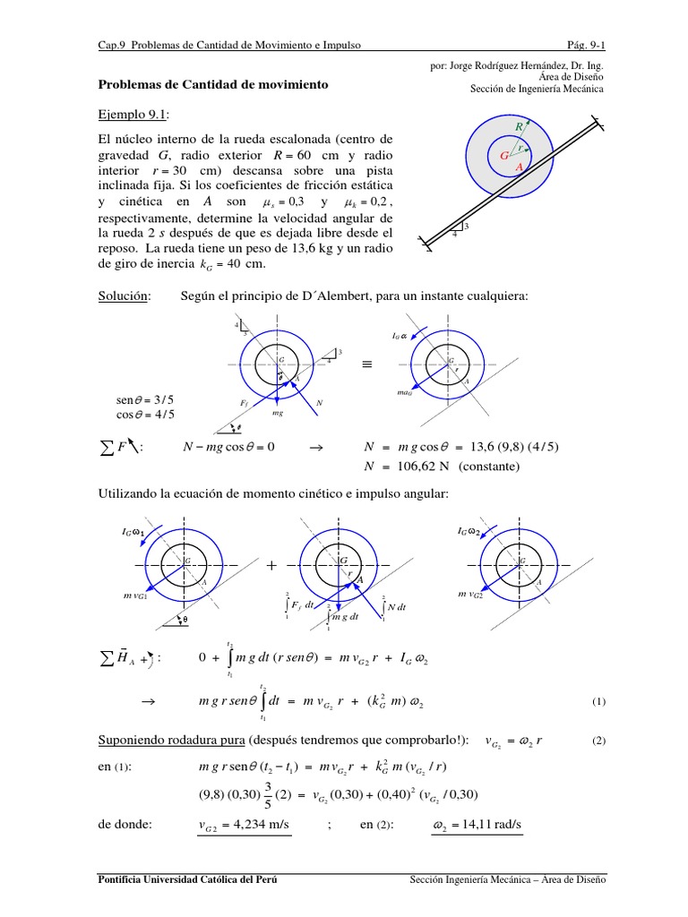 Cap9 Problemas De Cantidad De Movimiento E Impulso Pdf Momento Angular Fricción