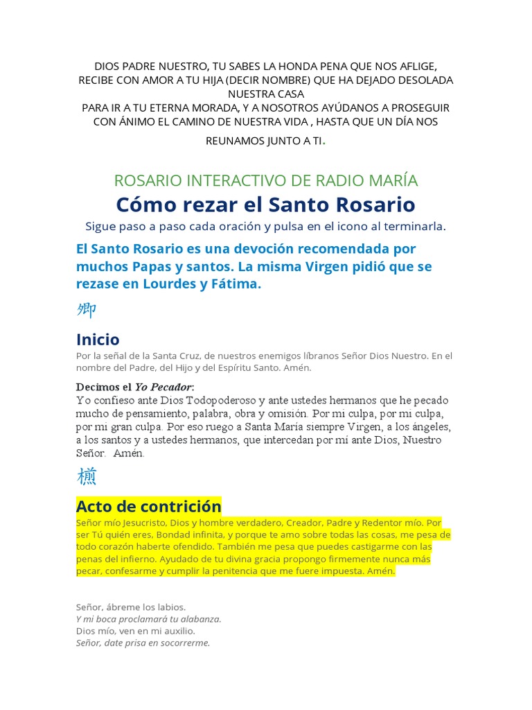 Novena - Rosario para Difunto | PDF | María, madre de Jesús | orador del Señor