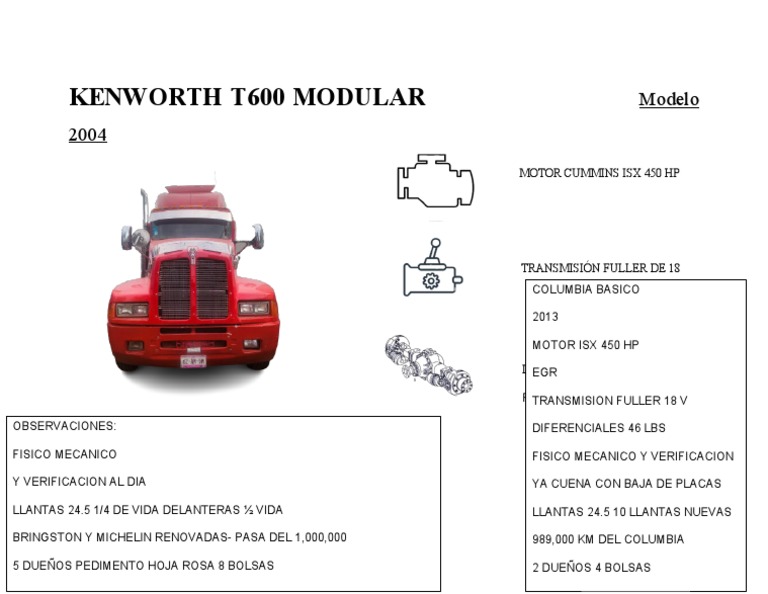 KENWORTH T600 MODULAR | PDF