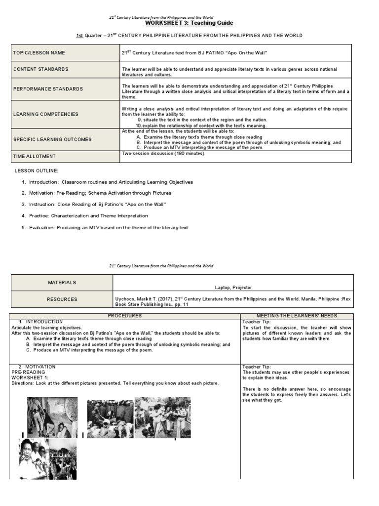 Teaching Guide 21st Century Lit | PDF | Learning | Teachers