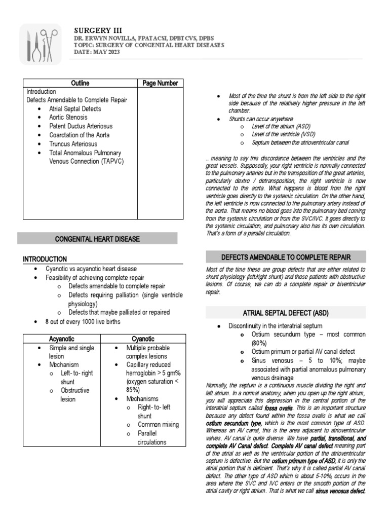 Congenital Heart Disease Surgery Trans | PDF | Congenital Heart Defect ...