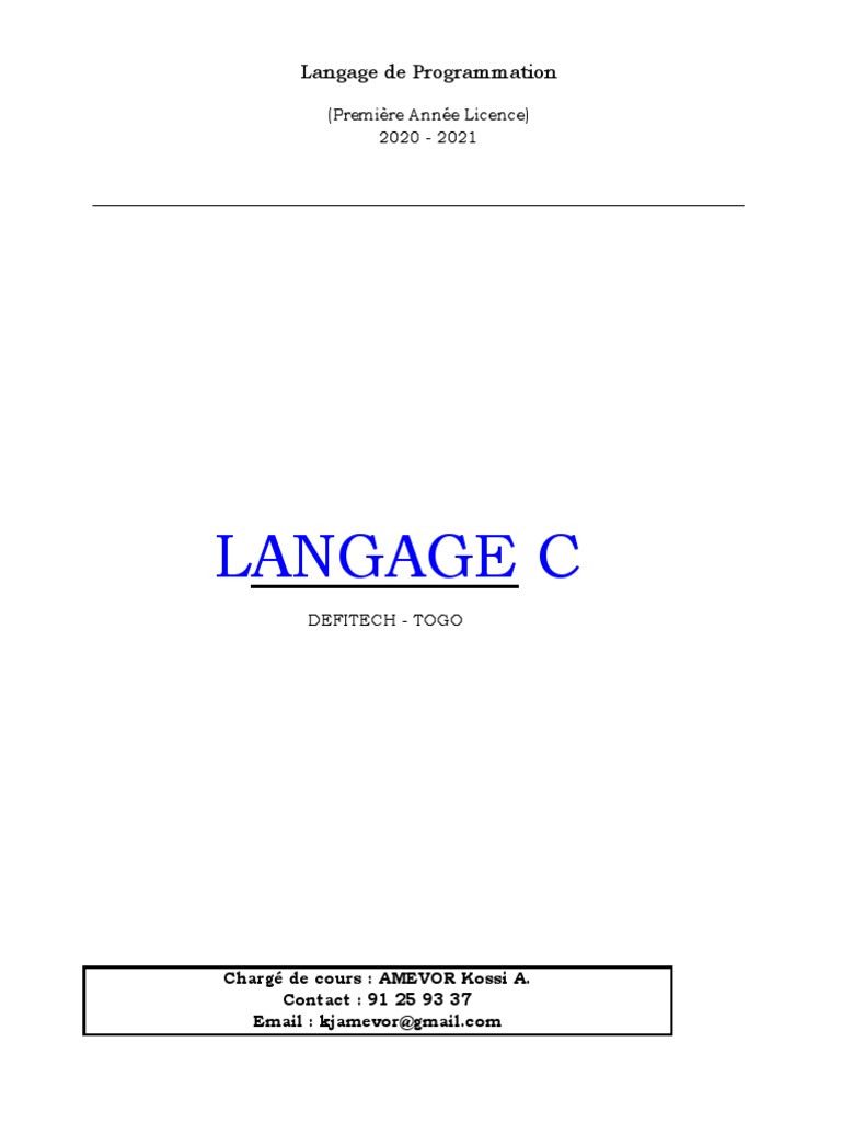 Cours Langage C | PDF | C (Langage de programmation) | Structure de contrôle