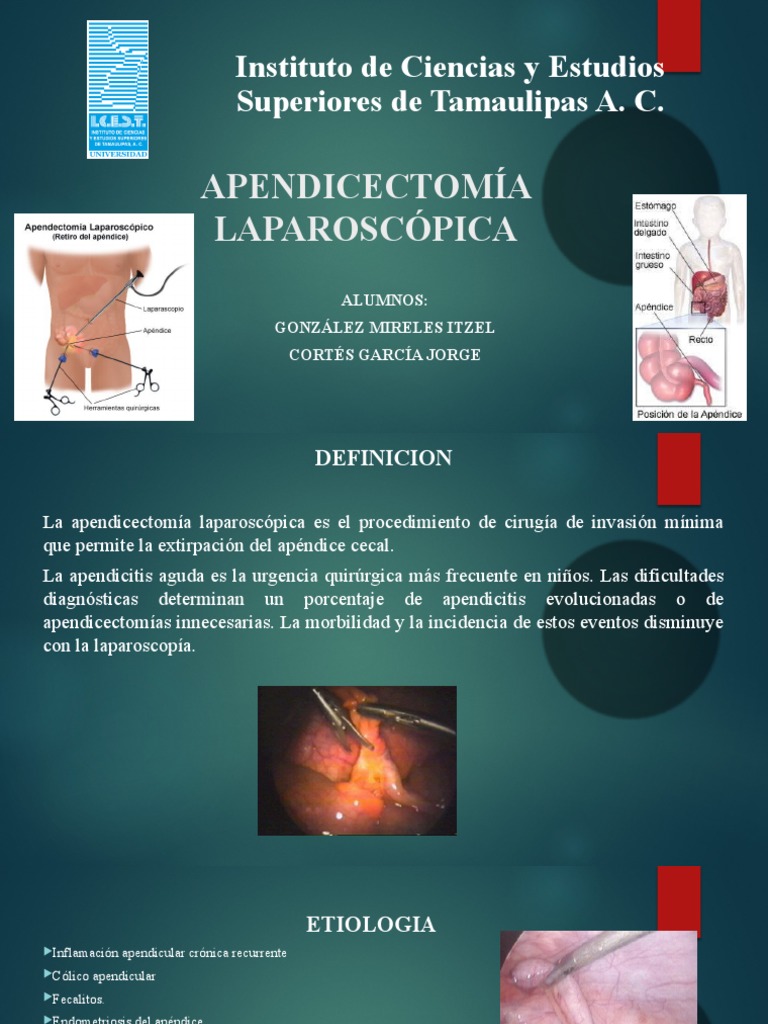 APENDICECTOMÍA LAPAROSCÓPICA Pediatrica | PDF | Enfermedades y ...