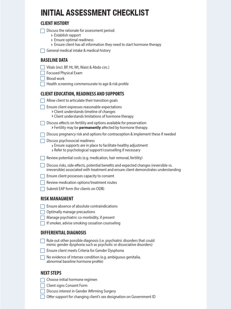 Initial Assessment Checklist | PDF