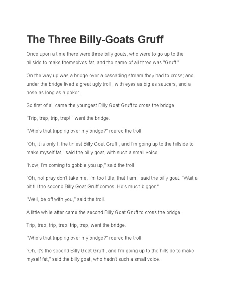 The Three Billy-Goats Gruff Tale | PDF