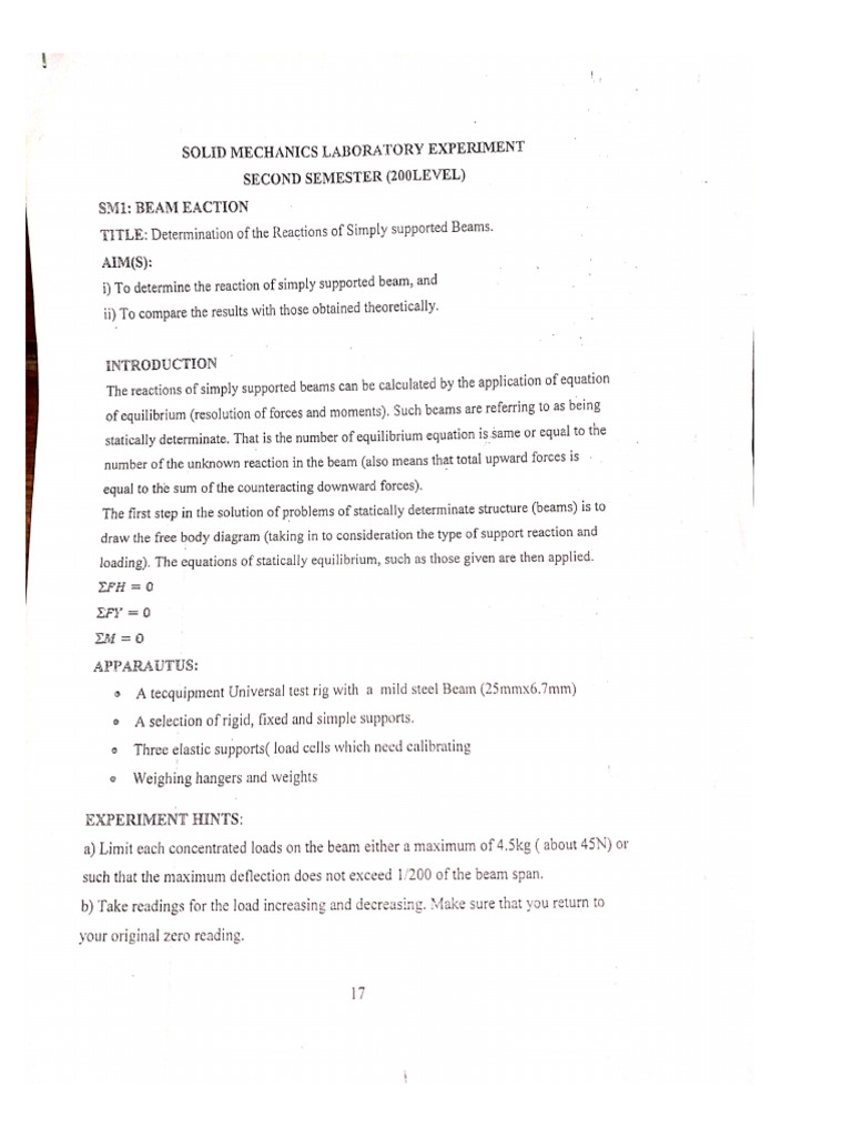 Solid Mechanics Lab Manual | PDF