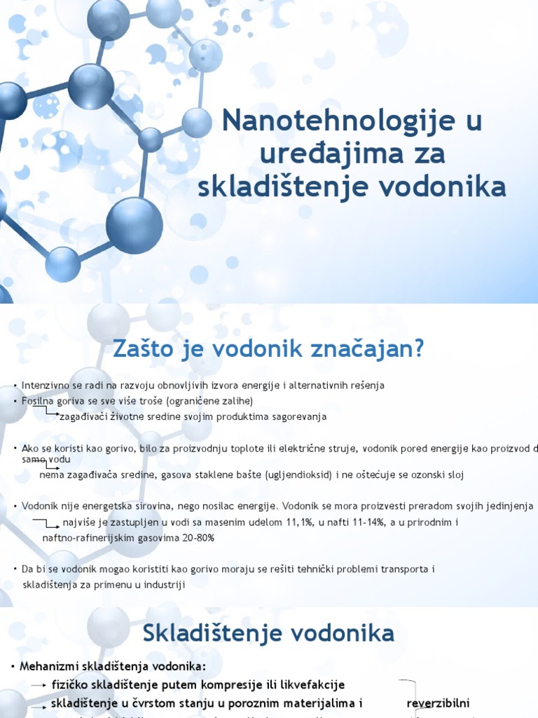 Nanotehnologije U Uređajima Za Skladištenje Vodonika | PDF