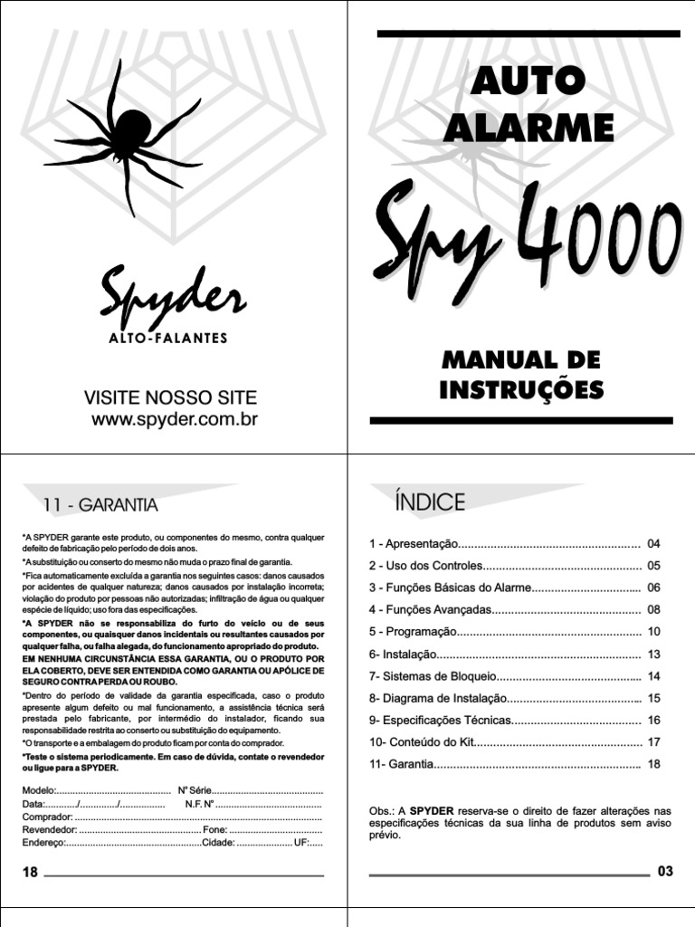 Manual - Alarme Spyder | PDF | Engenharia Elétrica | Eletricidade