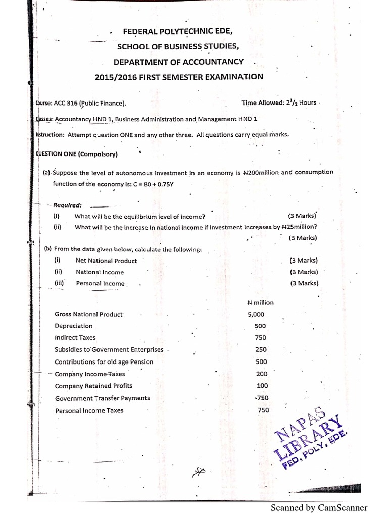 HND1 Past Questions (First Semester) . | PDF
