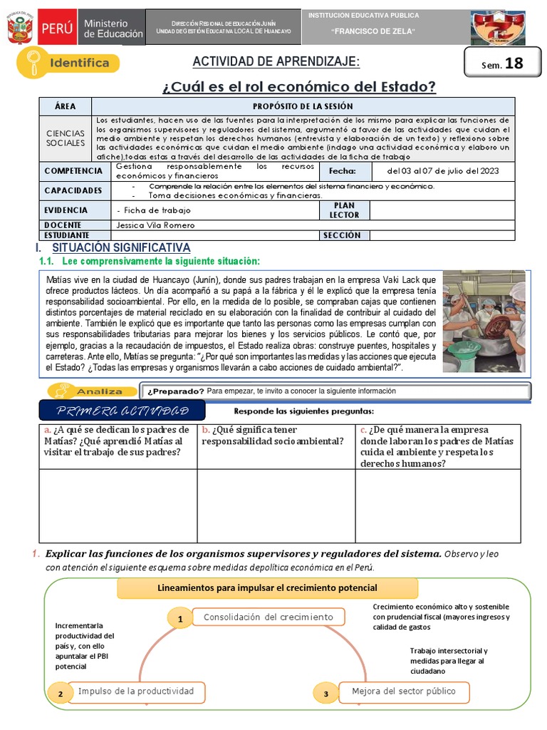 4to EDA 2 Econ Se, 18 Cuál Es El Rol Económico Del Estado | PDF | Perú ...