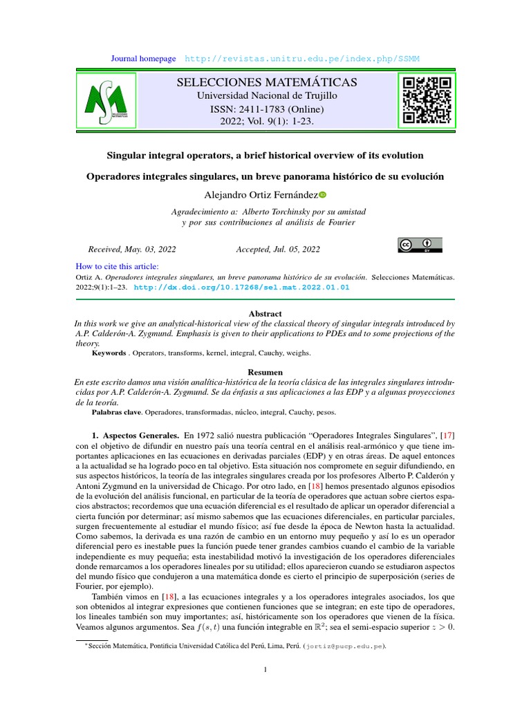 Selecciones Matem Aticas: Journal Homepage | Descargar gratis PDF | Ecuaciones | Integral