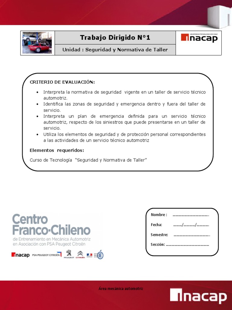 TD N°1 - Seguridad y Normativa de Taller | PDF