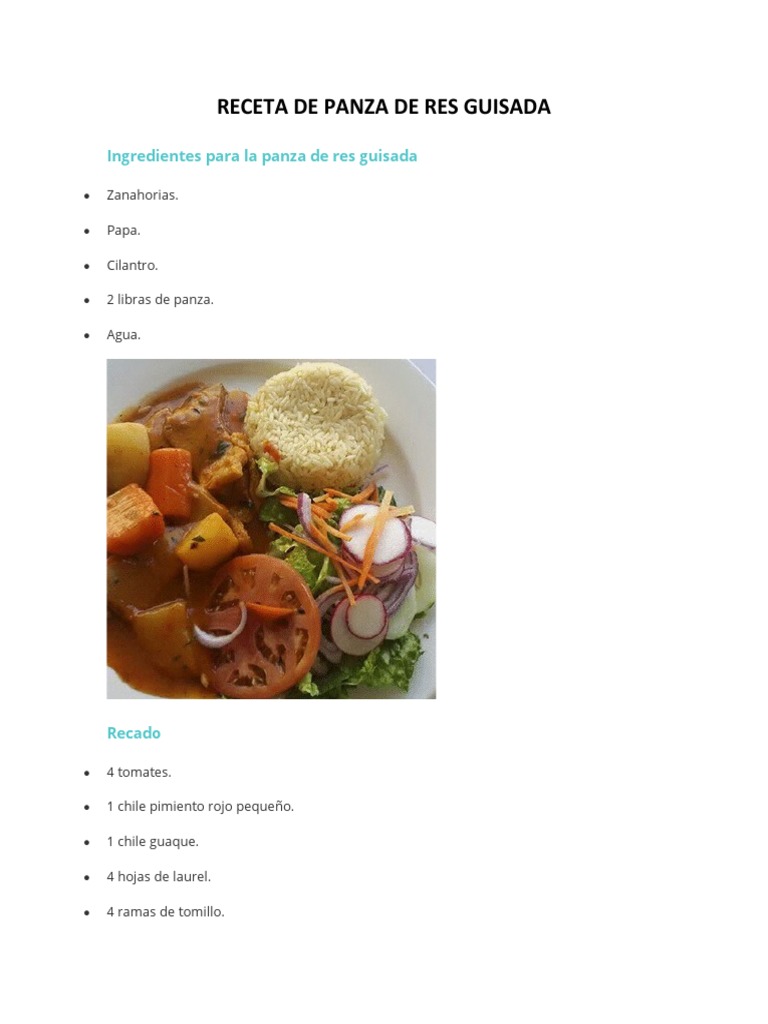 Receta de Panza de Res Guisada | PDF