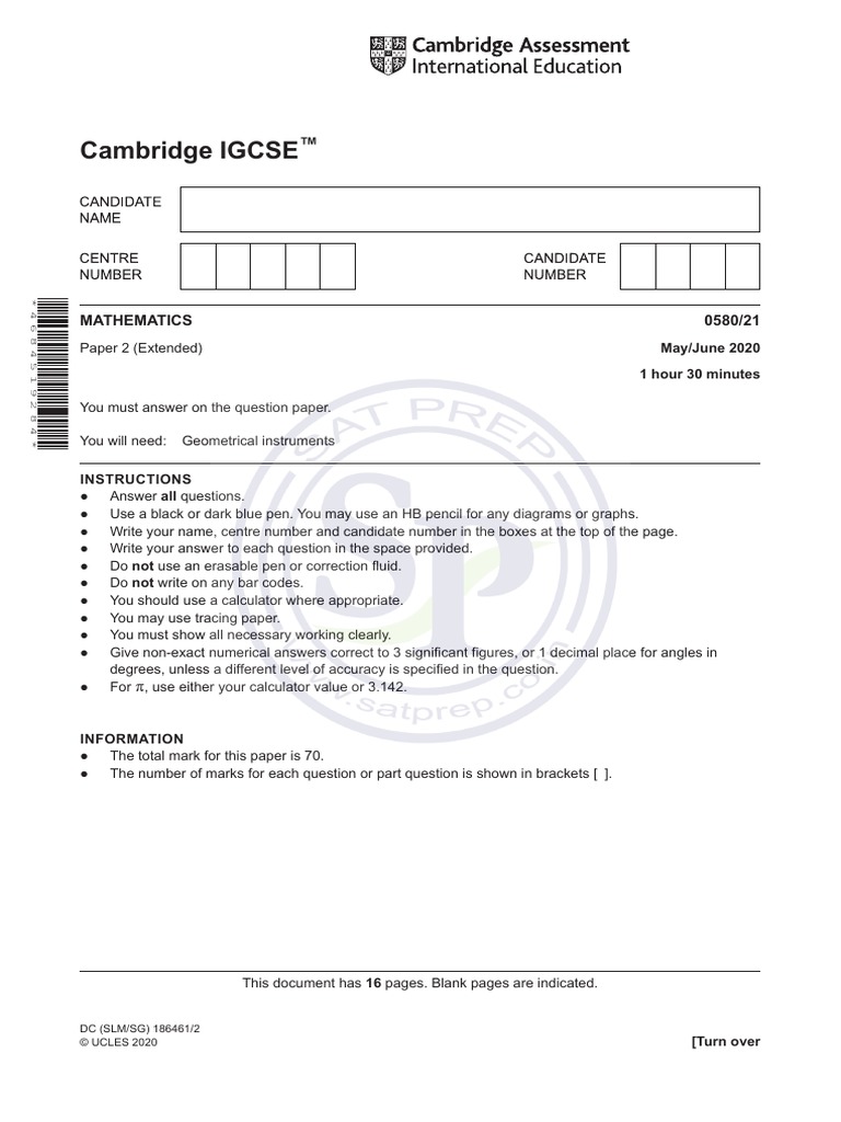 IG_Math-Ext_Paper-2 | PDF | Mathematics | Geometry