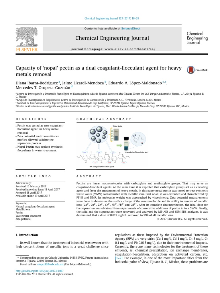 Capacity of Nopal' Pectin As A Dual Coagulant-Flocculant Agent For ...