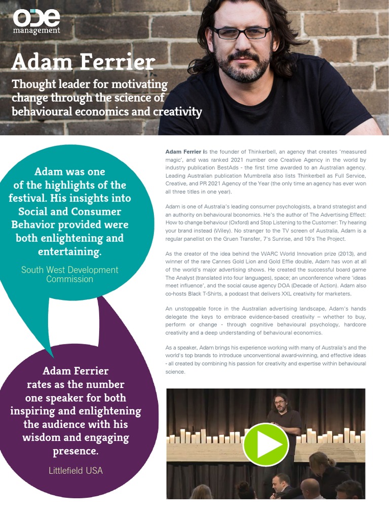 Adam Ferrier-One Sheet | PDF | Brand | Creativity