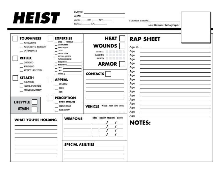 Heist Character Sheet v5 | PDF