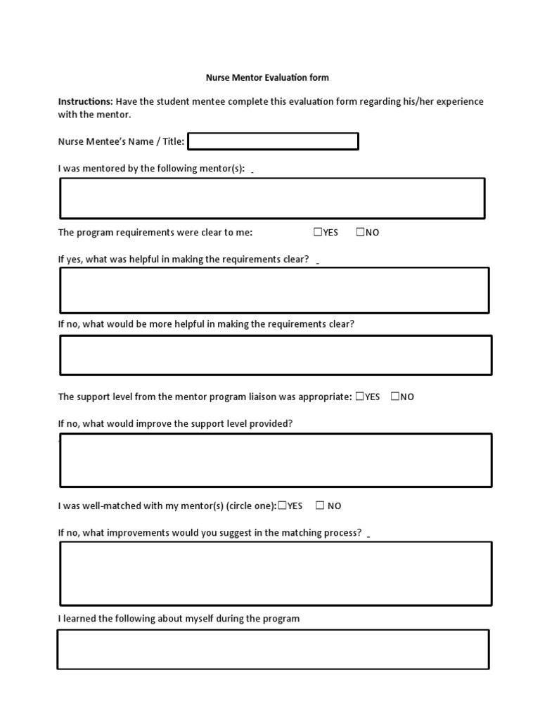 Nurse Mentee Evaluation Form | PDF