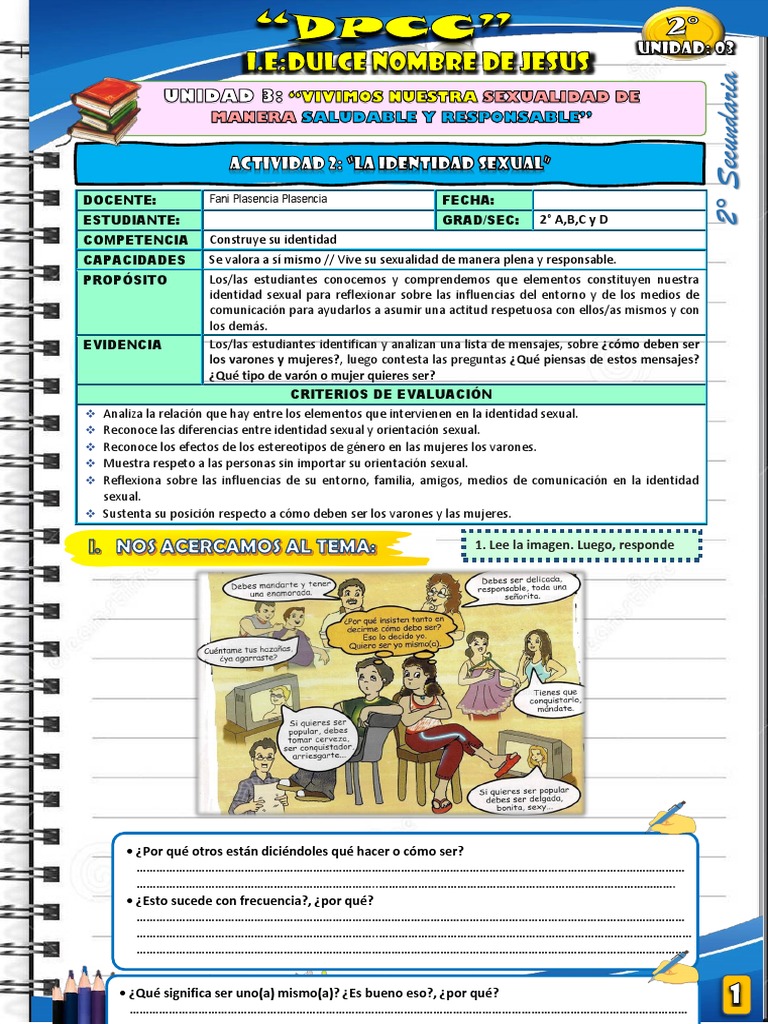 2° DPCC - Actv.02-Unid.3 2023 | PDF | Orientación sexual | Género