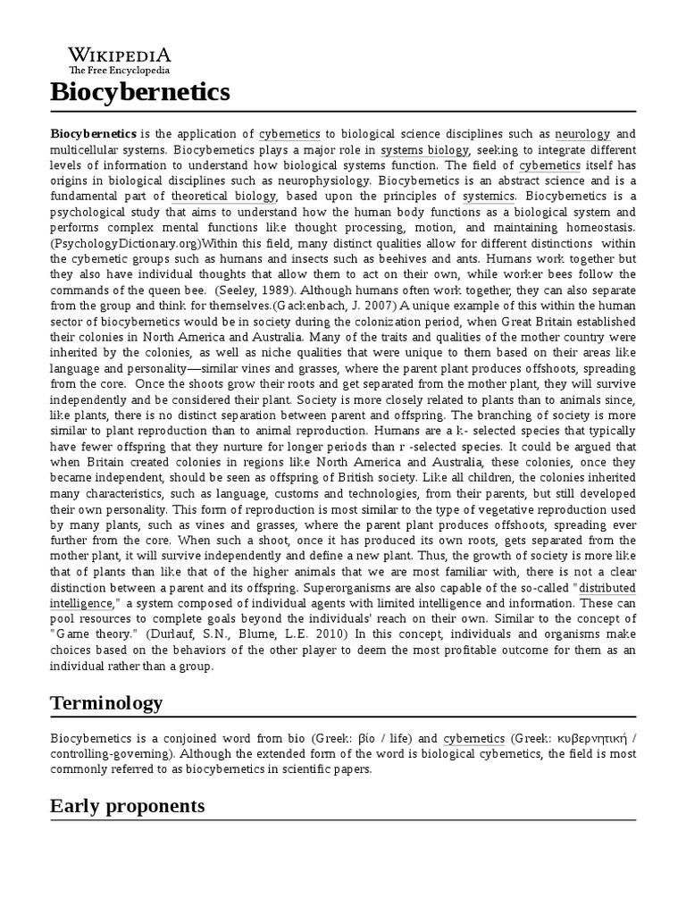 Biocybernetics | PDF | Cognitive Science | Systems Science