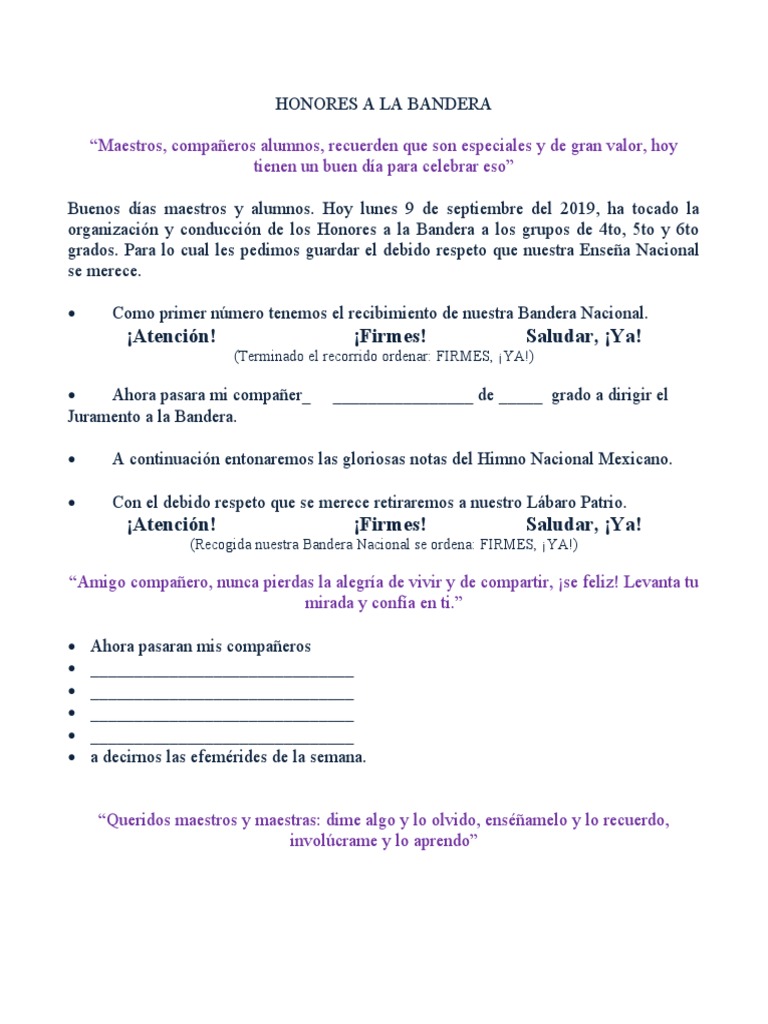 Honores A La Bandera | PDF