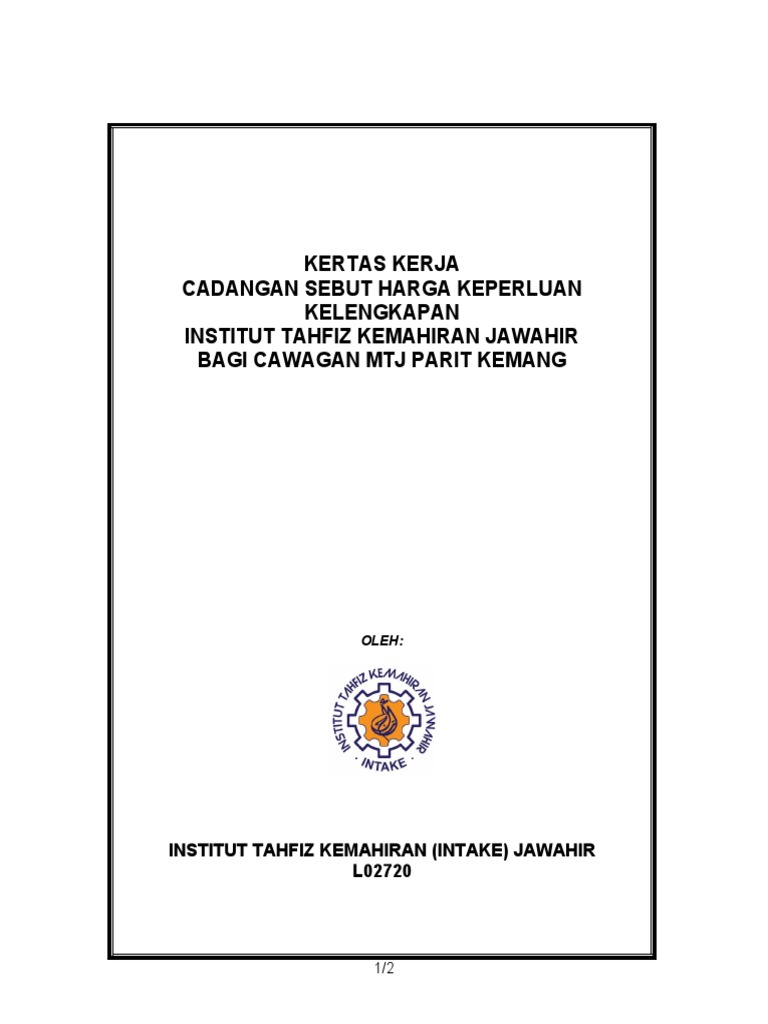 KERTAS KERJA Sebut Harga | PDF
