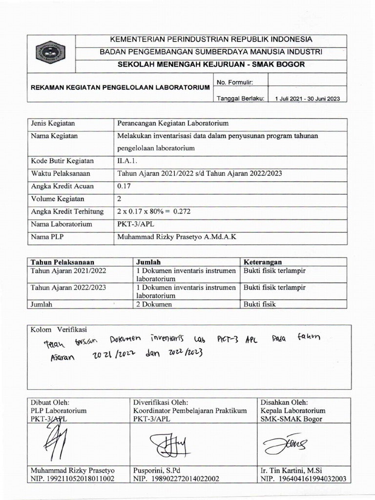 Bukti Fisik Inventarisasi Data | PDF