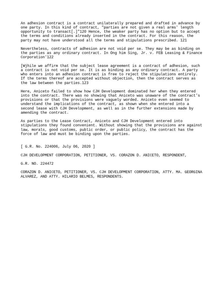 Understanding Adhesion Contracts Explained | PDF
