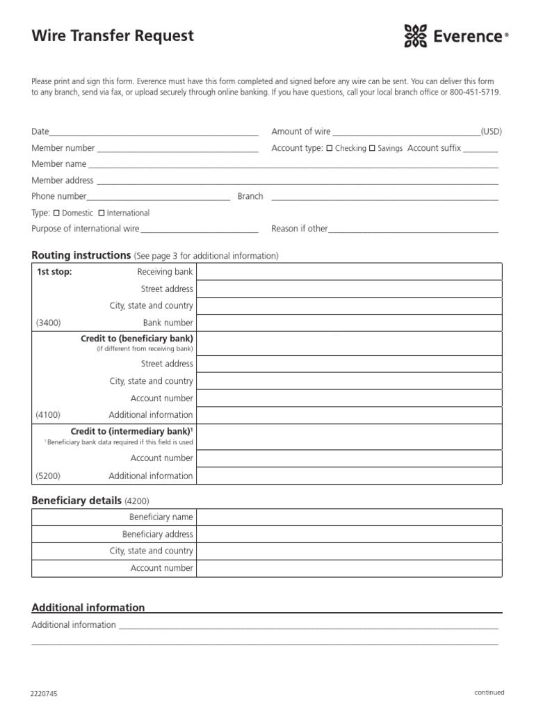 Wire Transfer Request Form - 2220745 | PDF | Service Industries | Banking