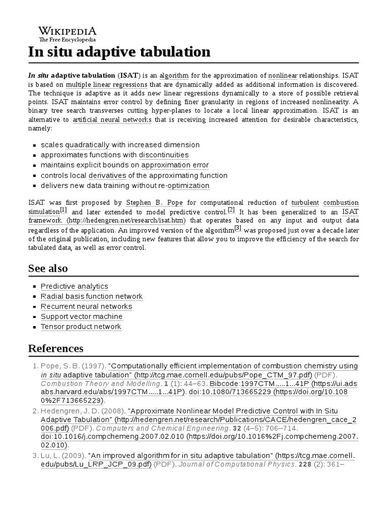 In Situ Adaptive Tabulation | PDF | Applied Mathematics | Computer Science