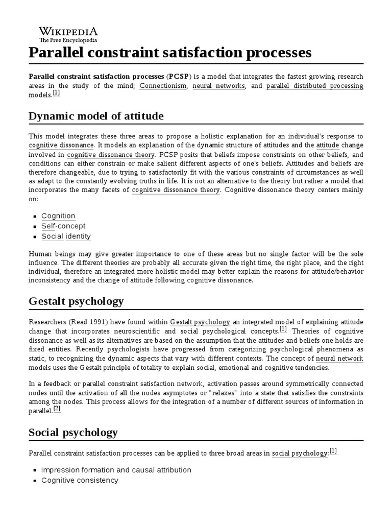 Parallel Constraint Satisfaction Processes | PDF | Systems Science | Psychology