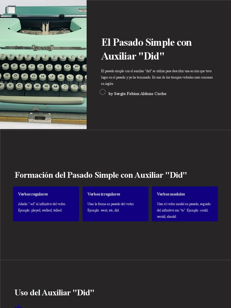El Pasado Simple Con Auxiliar Did | PDF