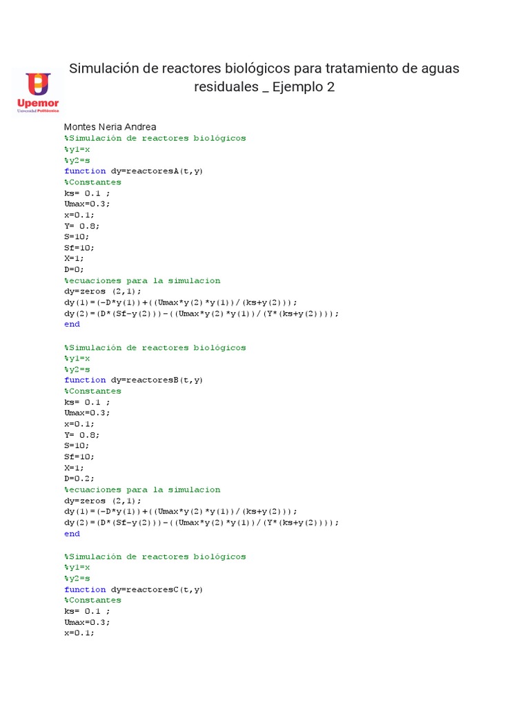 Ejemplo 2-Simulación de Reactores Biológicos para Tratamiento de Aguas Residuales | PDF ...