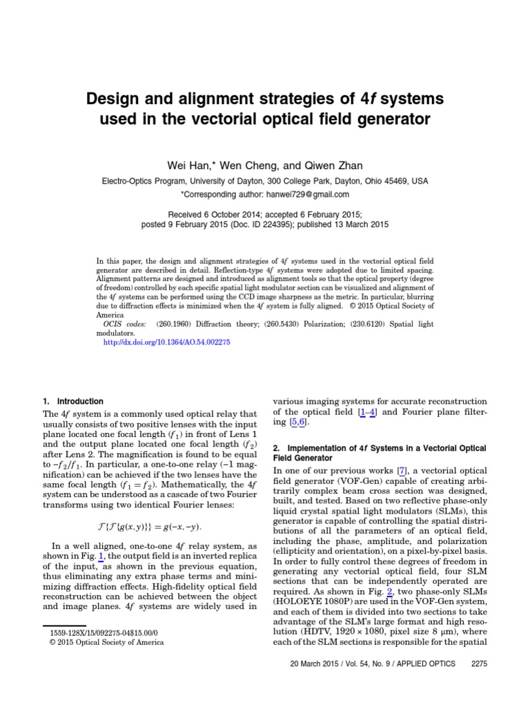 4f System | PDF | Optics | Polarization (Waves)