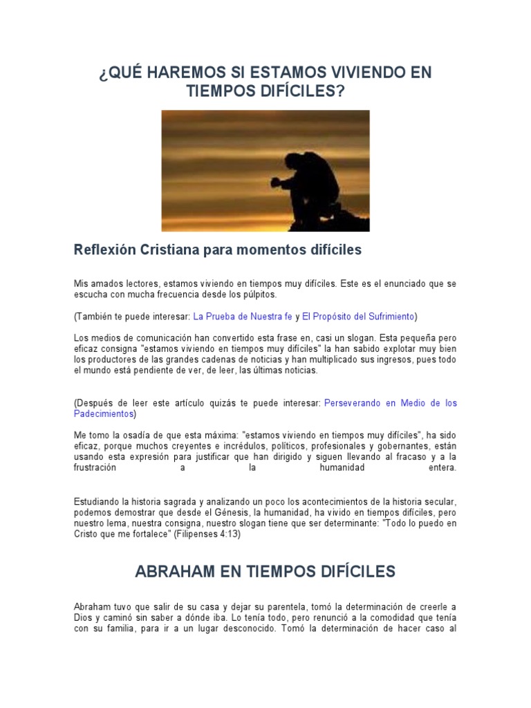 Qué Haremos Si Estamos Viviendo en Tiempos Difíciles | PDF | Jesús ...