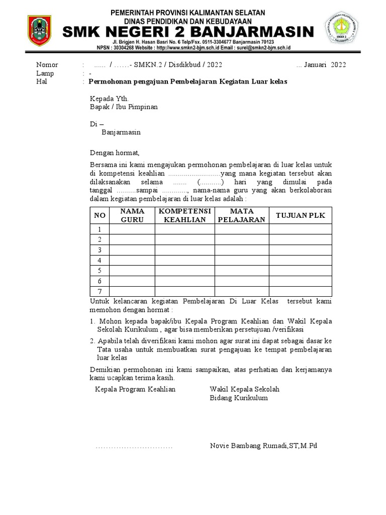 Surat Permohonan PLK | PDF | Karier & Perkembangan